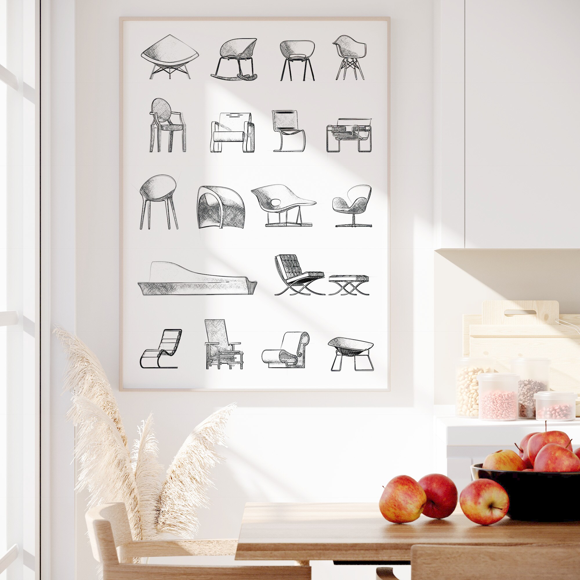 Modern Chair Sketch Art Print: Interior Design Poster (digital Download ...
