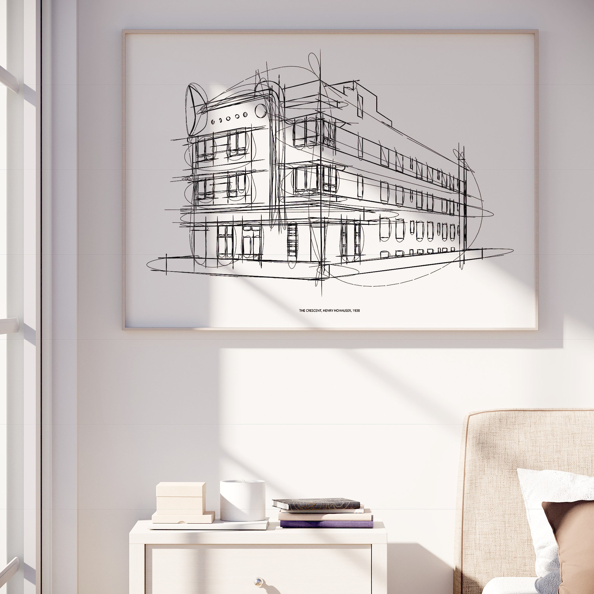 The Crescent Building, Henry Hohauser Art, Schwarz & Weiß ...