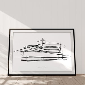 Guggenheim Museum Sketch, Minimalist Line Drawing, Modern Architecture ...