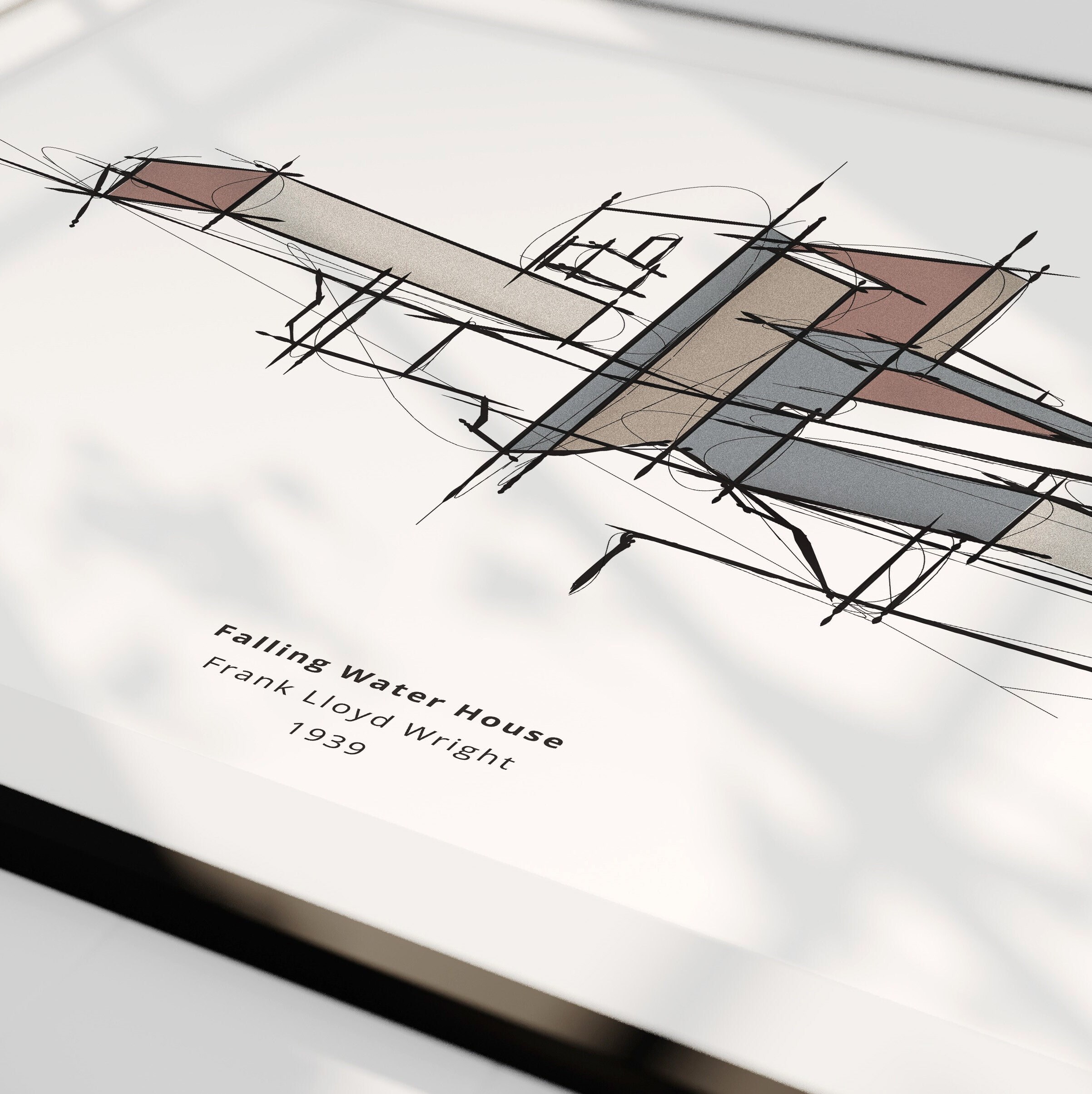 Fallingwater House Color Print: Frank Lloyd Wright Architecture ...