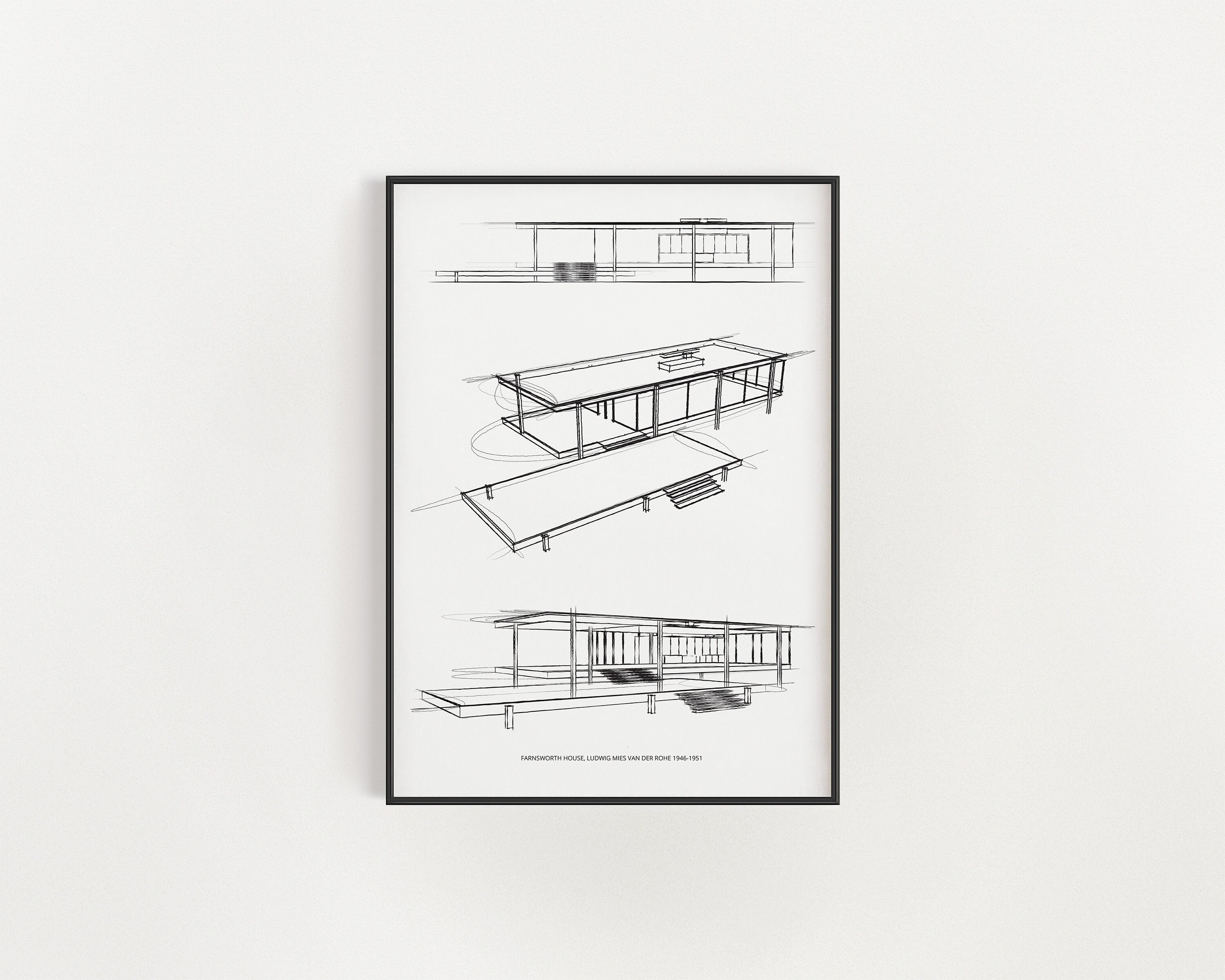Farnsworth House Interior Sketches