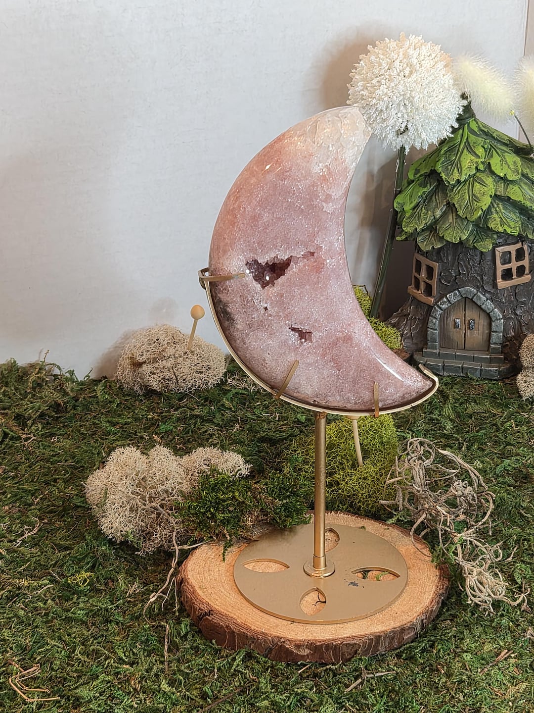 Pink Amethyst Moon Crystal - Etsy