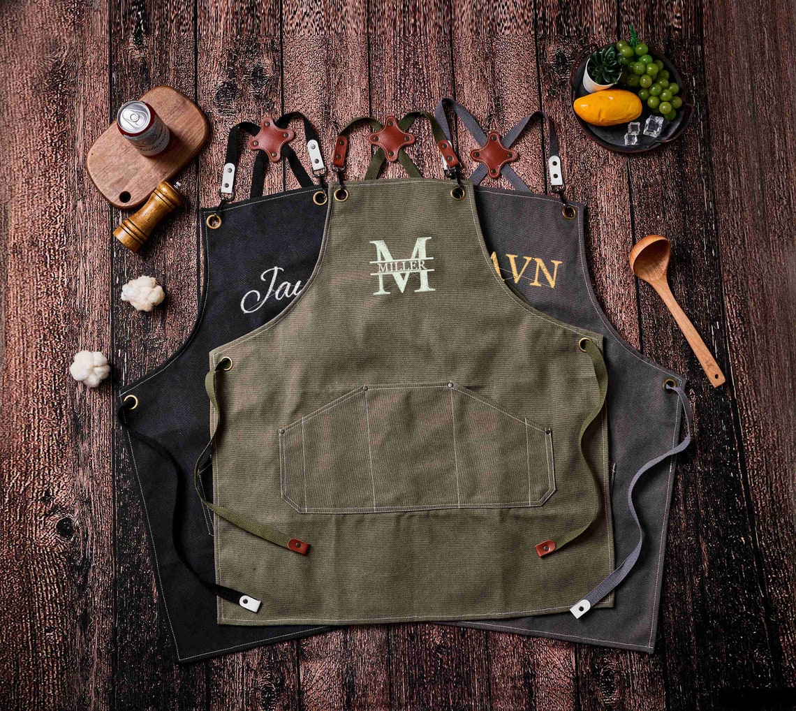 Personalized Bar Apron, Canvas Workshop Apron With Pockets, Custom ...