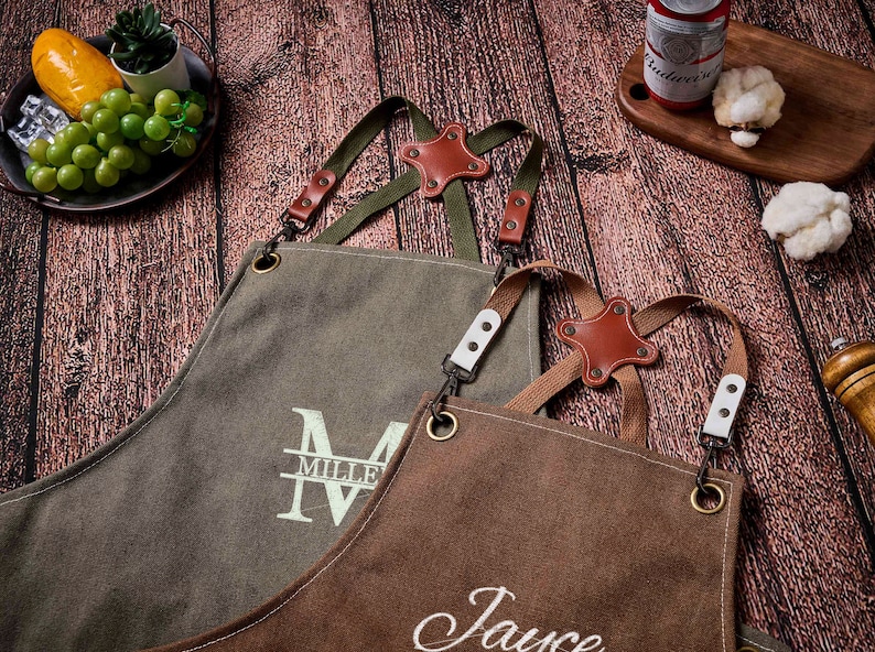 Personalized Bar Apron, Canvas Workshop Apron With Pockets, Custom ...