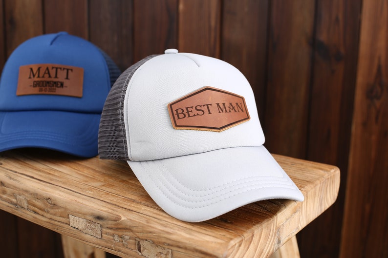 Custom Leather Patch Hats, CUSTOM Bridal Party Hats, Leather Patch ...