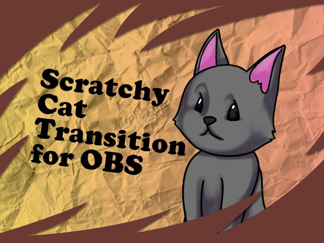 Cute Scratchy Cat Gray OBS Track Matte Transition - Etsy