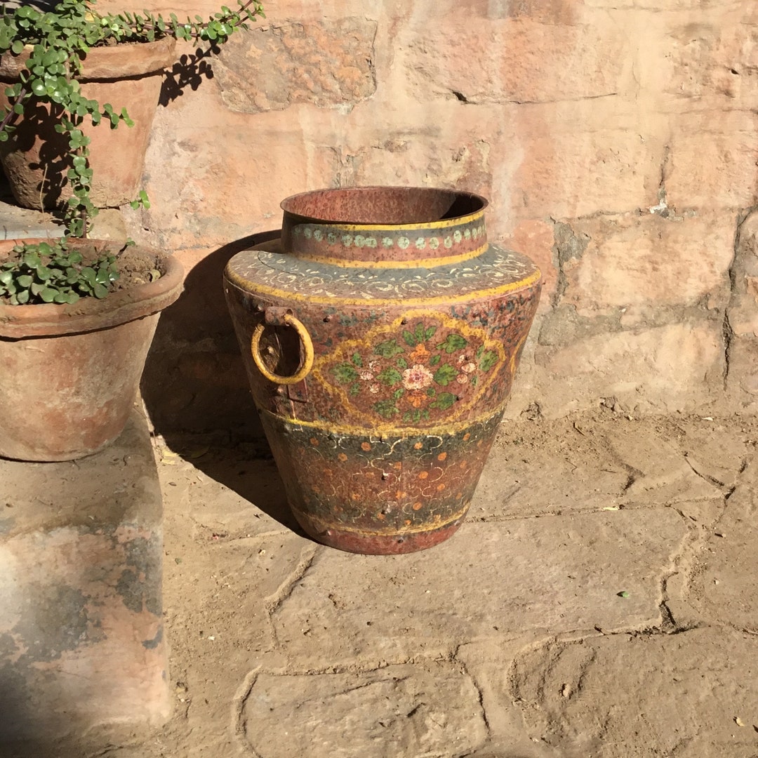 Vintage Indian Metal Handa urn - Etsy