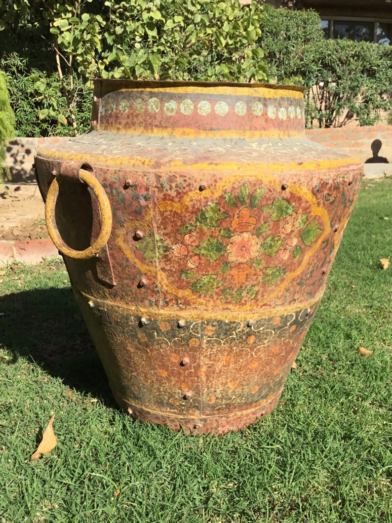 Vintage Indian Metal Handa urn - Etsy
