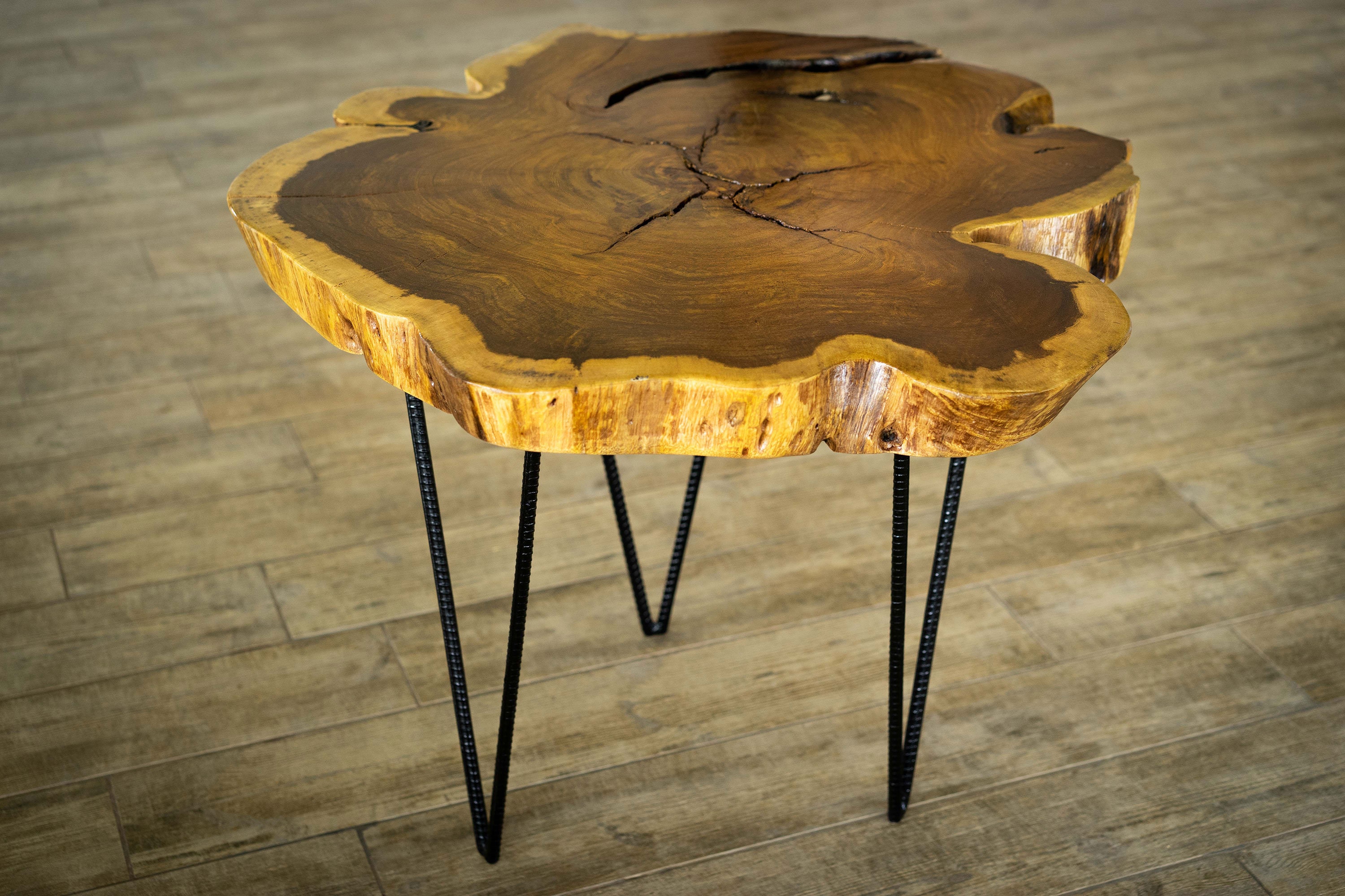 Live Edge Wood End Table Mid Century Modern Handcrafted Furniture - Etsy