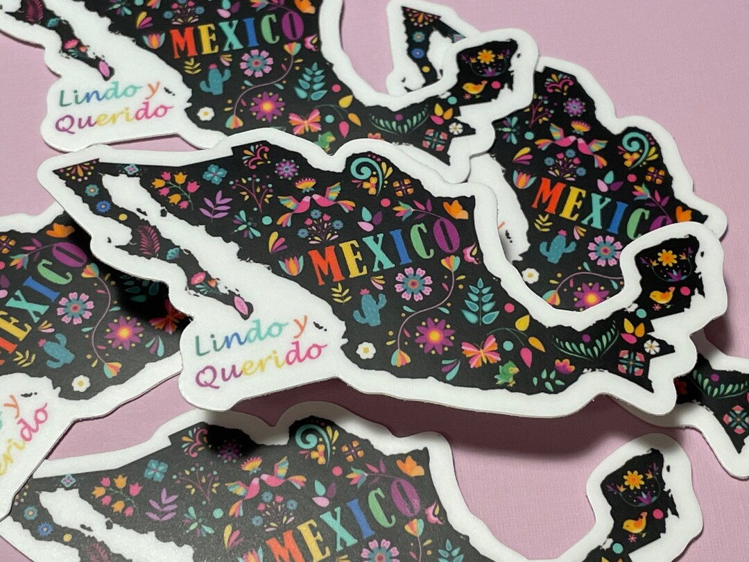 Mexico Sticker, Heart Sticker, Mexican Vinyl Sticker, Bright Flowers ...
