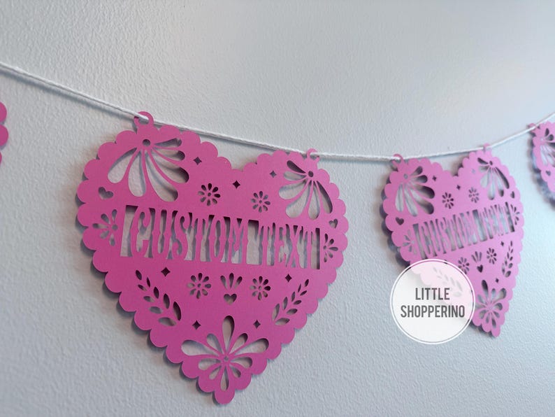 Custom Heart Papel Picado Banner, Personalized Banner, Party Decoration ...