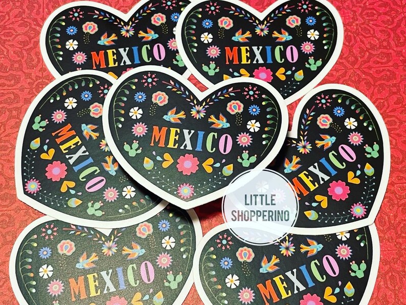Mexico Sticker Heart Sticker Mexican Sticker Bright Flowers - Etsy
