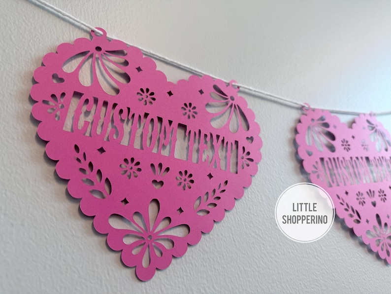 Custom Heart Papel Picado Banner, Personalized Banner, Party Decoration ...