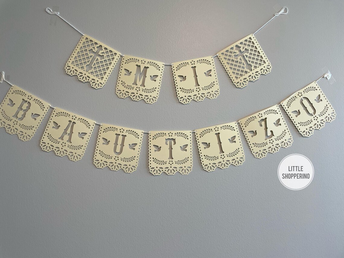 Mi Bautizo Papel Picado Banner, Personalized Banner, Party Decoration ...