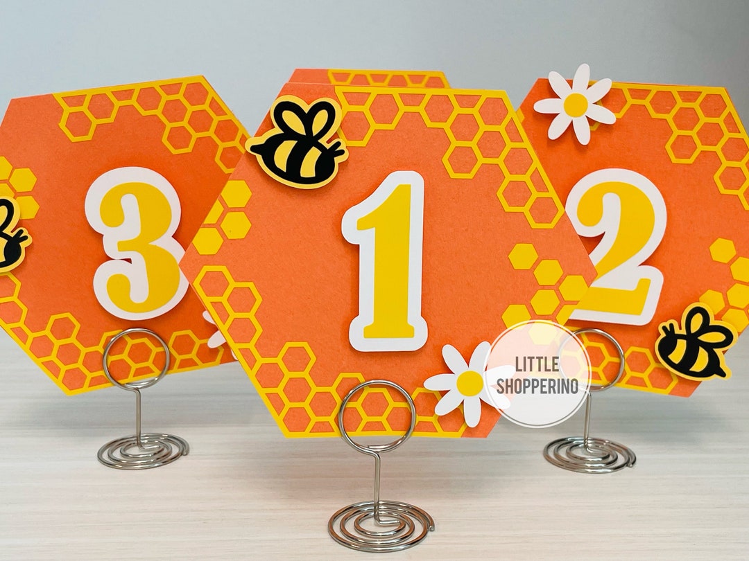 Bee Table Numbers, Baby Shower Decoration, Party Decoration, Bee Themed ...