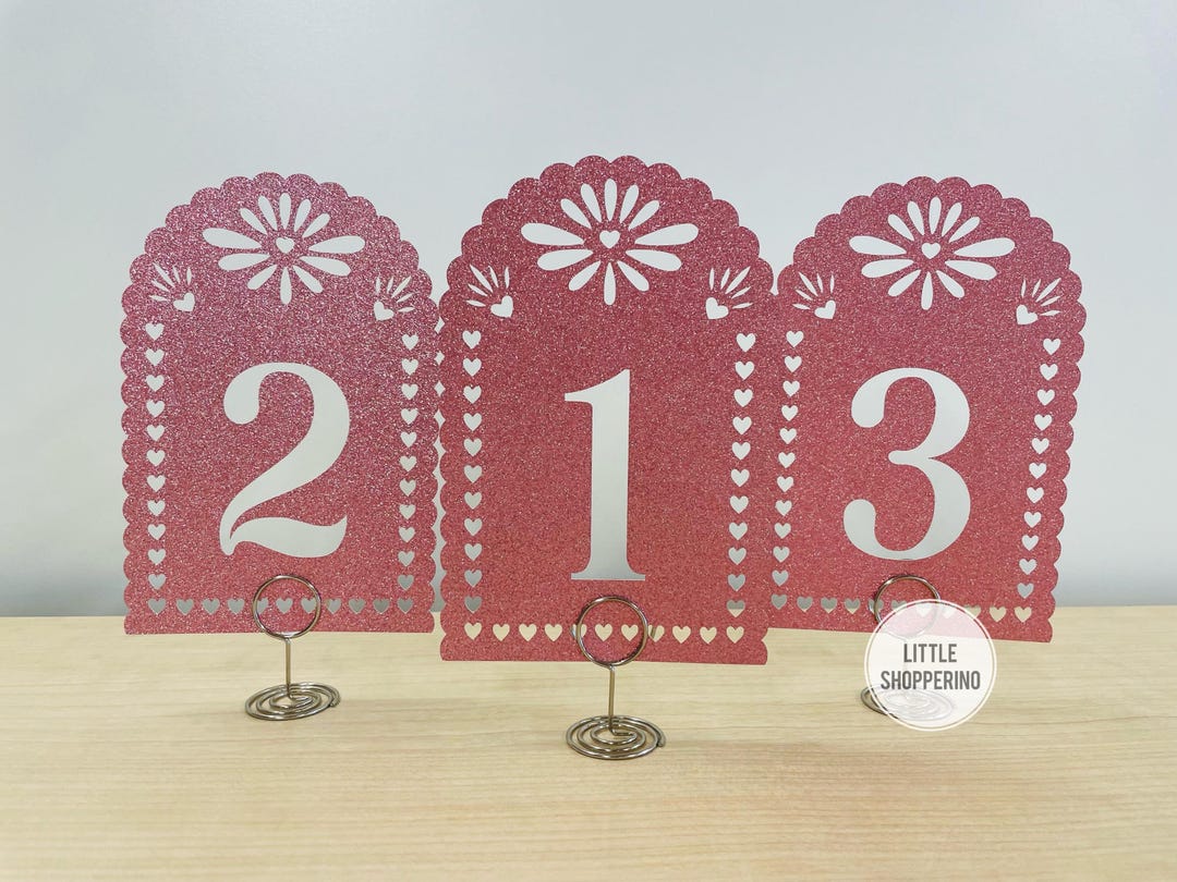 Heart Papel Picado Table Numbers, Mexican Inspired Decorations, Fiesta ...
