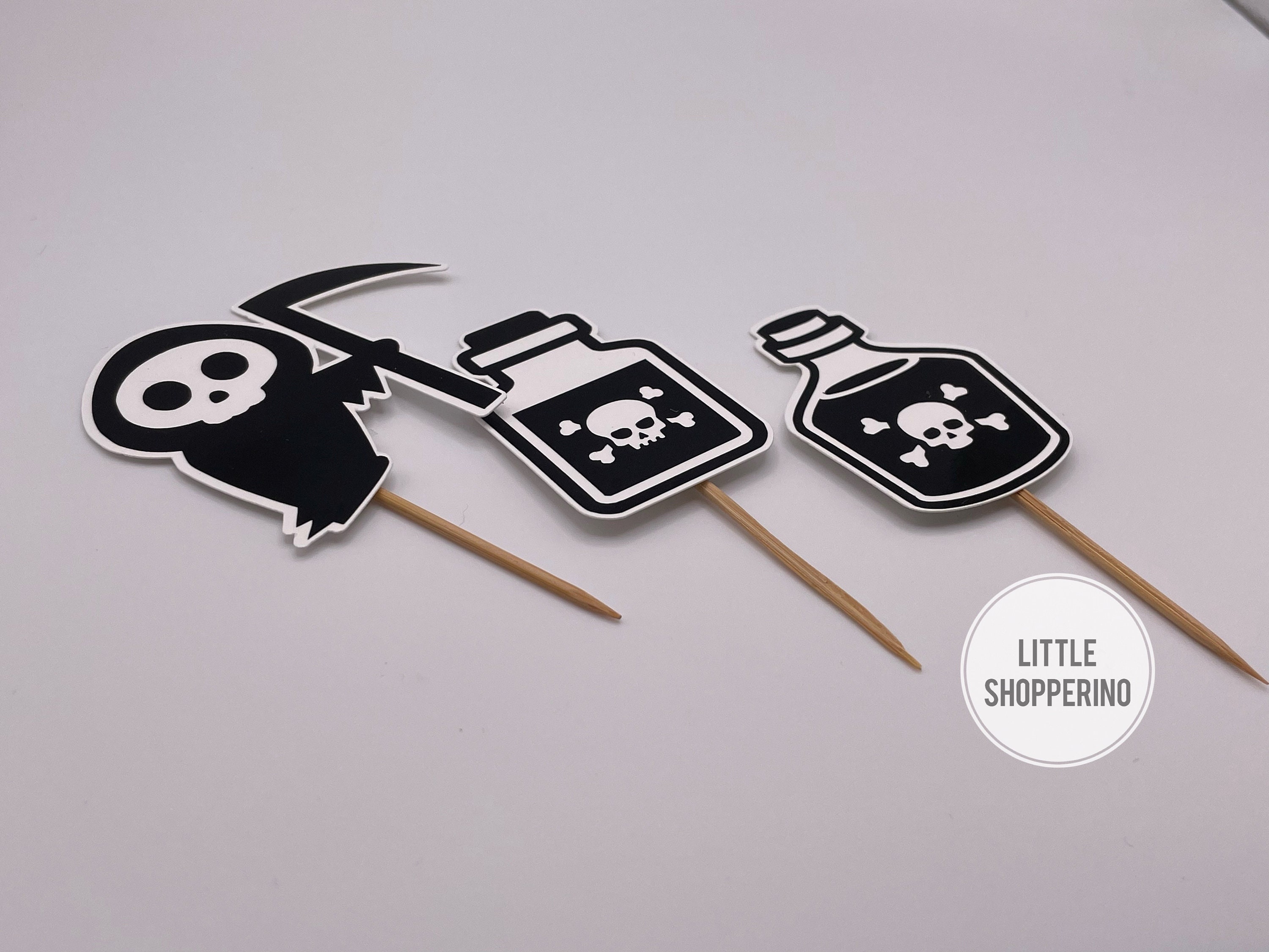 Grim Reaper Cupcake Toppers , Poison Cupcake Toppers, Dark Party ...