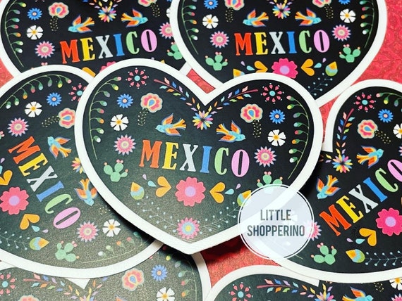 Mexico Sticker Heart Sticker Mexican Sticker Bright Flowers - Etsy