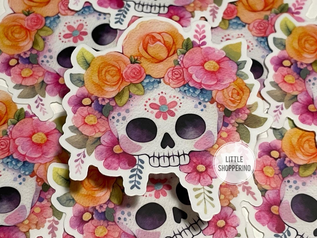 Calavera Sticker, Floral Sticker, Skull Sticker, Dia De Lo Muertos ...
