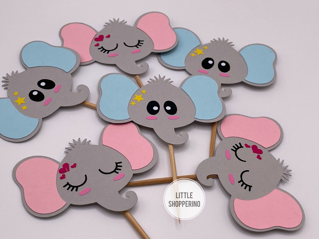 Elephant Cupcake Toppers , Elefante Cupcake Toppers, Baby Shower Party ...