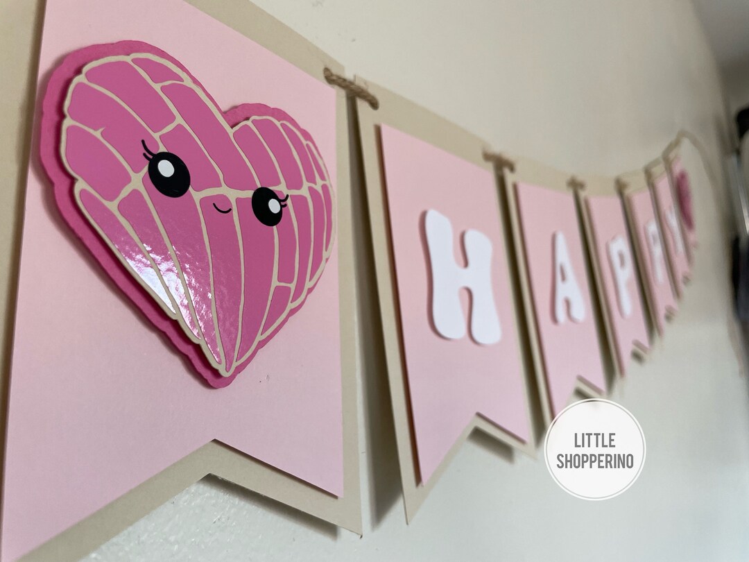 Pink Concha Custom Banner, Personalized Banner, Party Decoration Banner ...