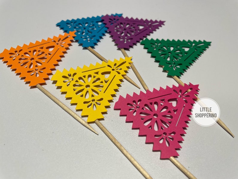 Papel Picado Cupcake Toppers , Fiesta Cupcake Toppers, Party ...