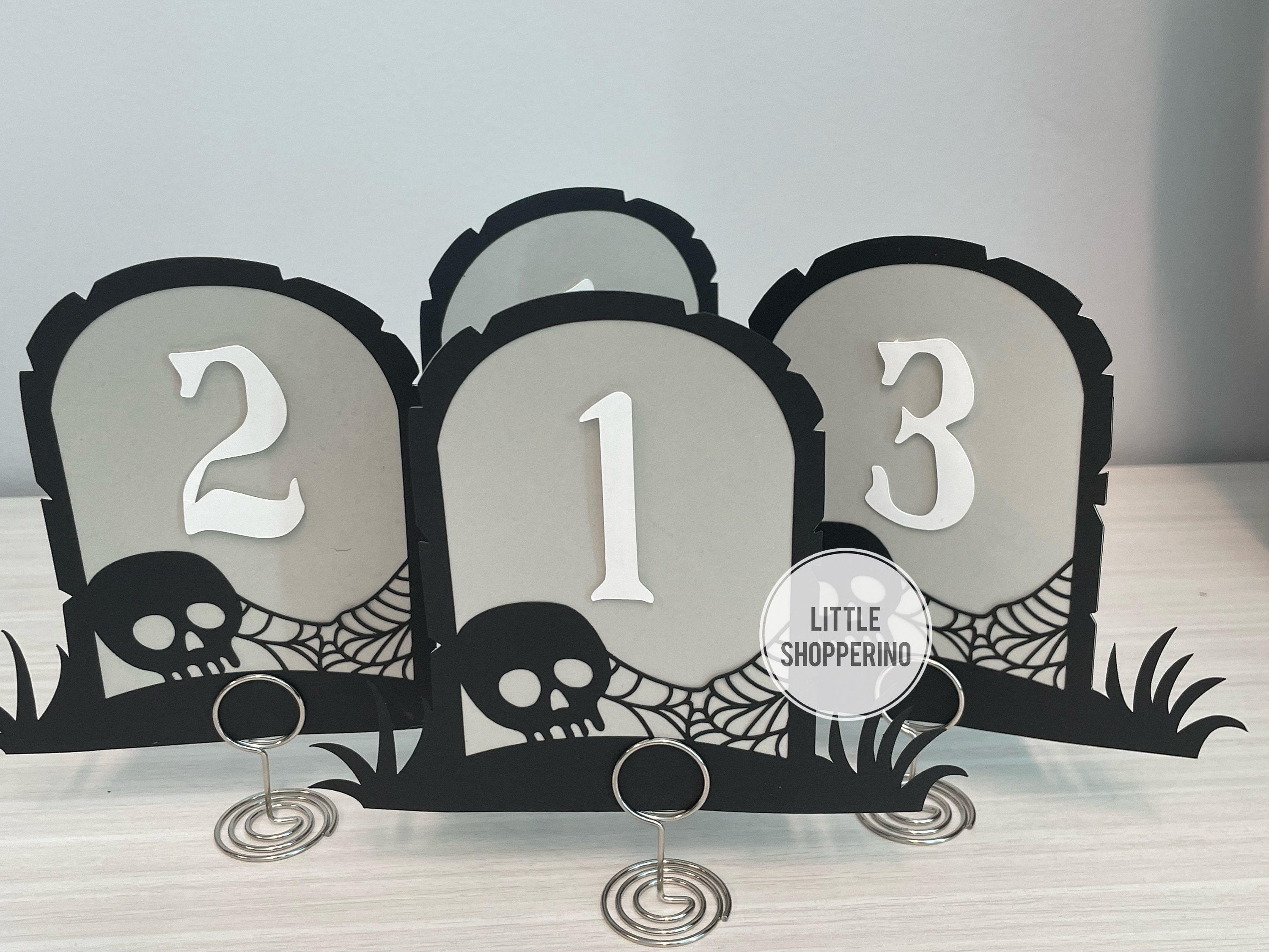 Goth Table Numbers, Black and White Wedding Party Decoration, Skull ...