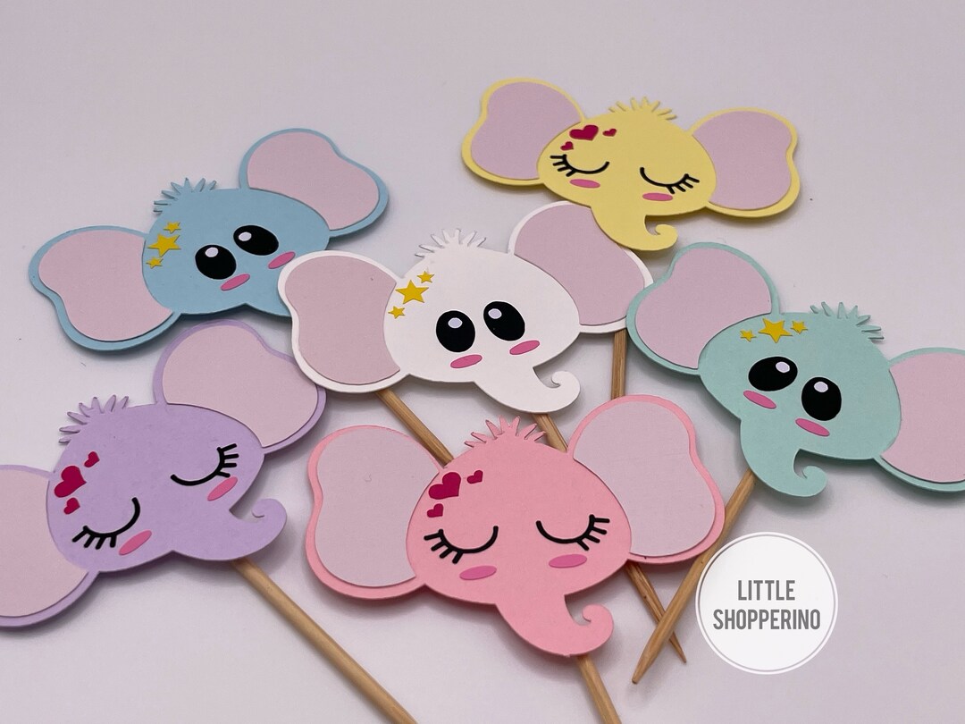 Elephant Cupcake Toppers , Elefante Cupcake Toppers, Baby Shower Party ...