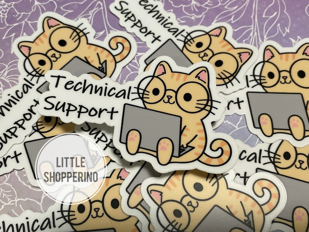 Technical Support Cat Sticker, Cat Lover, Cat Lady Sticker, Computer ...