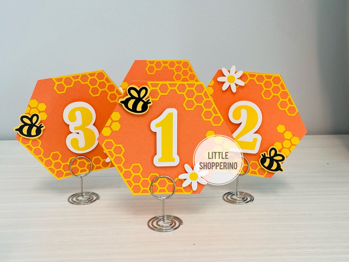 Bee Table Numbers, Baby Shower Decoration, Party Decoration, Bee Themed ...