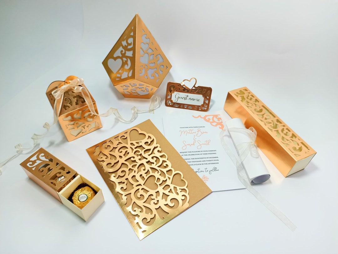 Set Swirly Arabesques Wedding Pocket Envelope Invitation | Candy Box ...