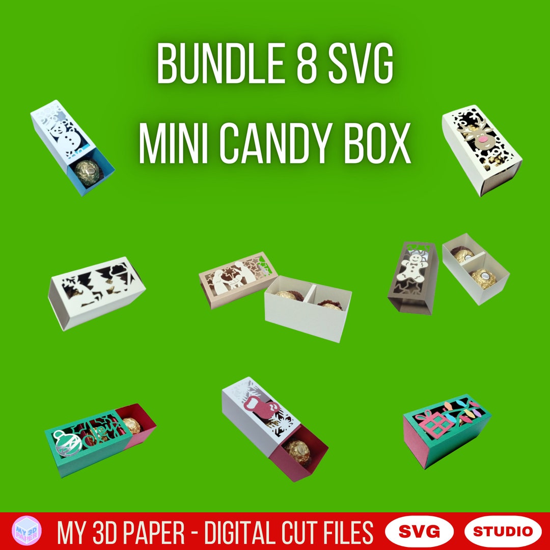 Bundle 8 SVG Christmas Chocolate Mini Candy Box Svg Cut Files Candy ...