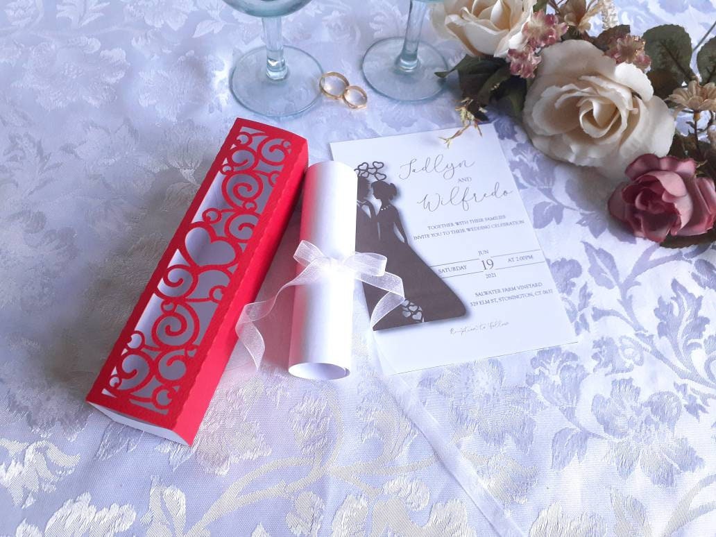 SVG Wedding Invitation Box Swirly Cut File Cricut Template - Etsy