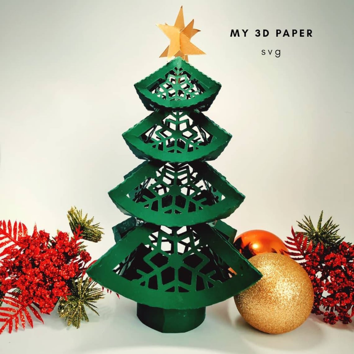SVG Christmas Tree Cricut Template 3D Paper Craft Centerpiece - Etsy
