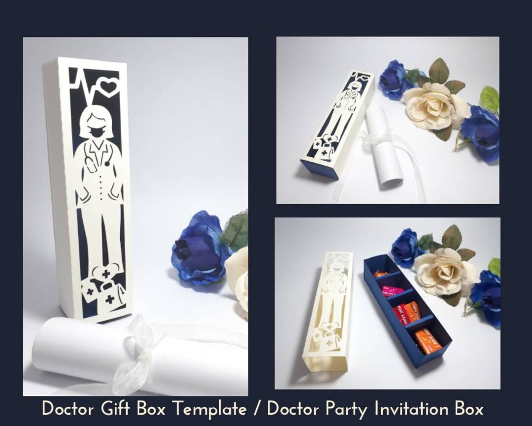 SVG Doctor Gift Box Thank You Medical Workers Template Invitation Box ...