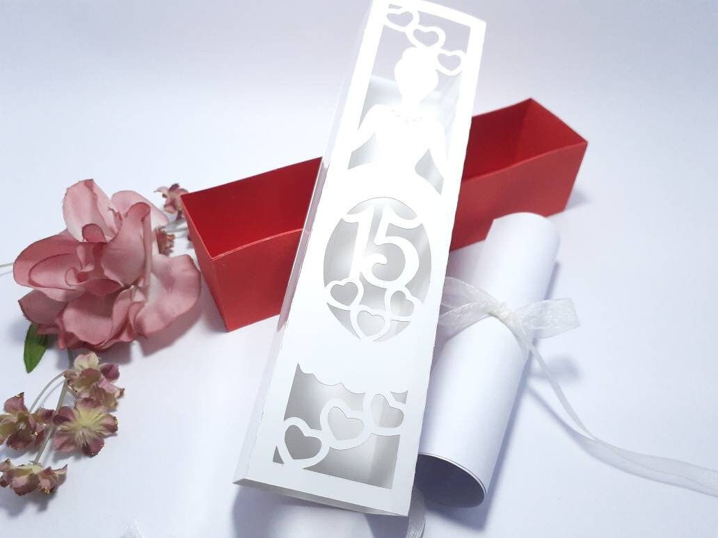 Sweet 15 Invitation Box SVG Template Quinceanera Invitations - Etsy