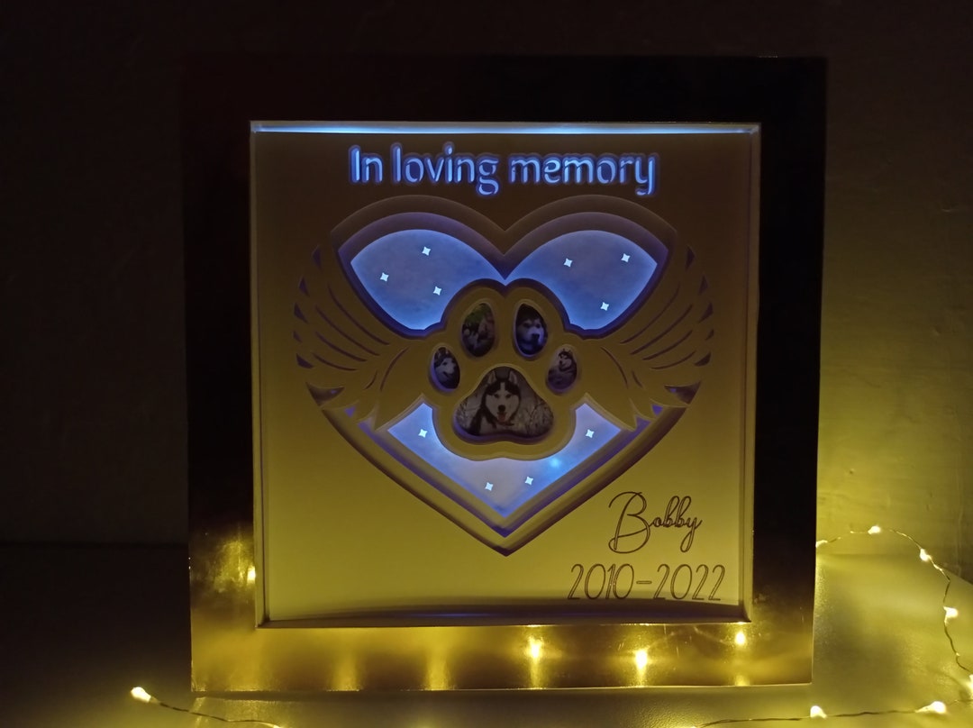 Paw Print Pet Memorial Shadowbox SVG | 3D Layered SVG | Paper Cut Light ...
