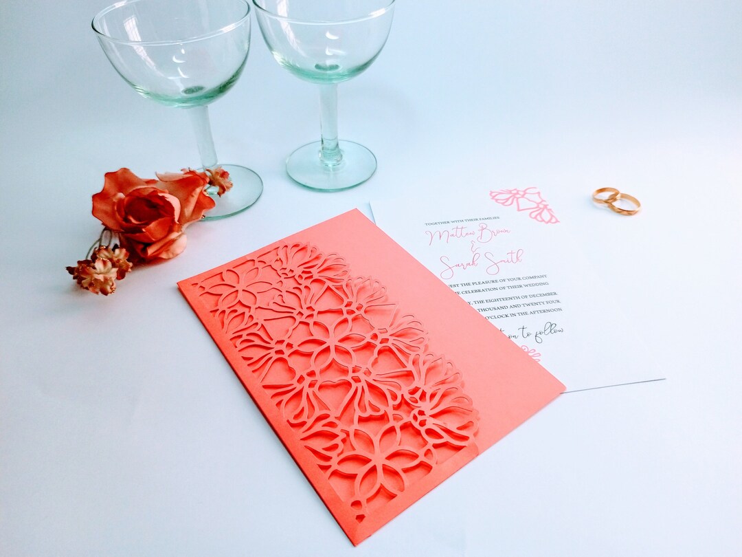 SVG Wedding Pocket Envelope Invitation Template Floral Wedding | Cricut ...