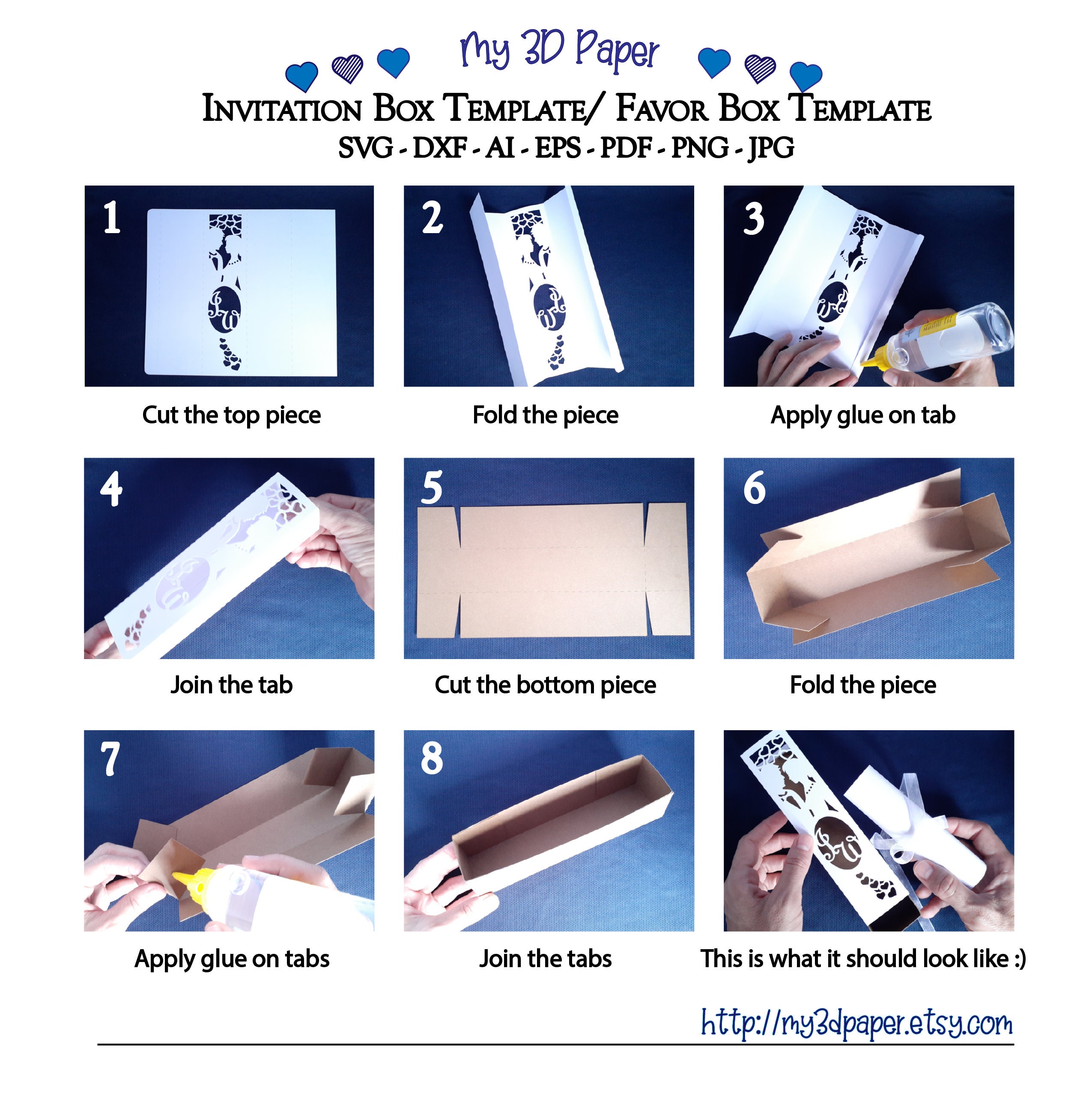 Wedding Invitation Box SVG Bride and Groom Wedding Favor - Etsy