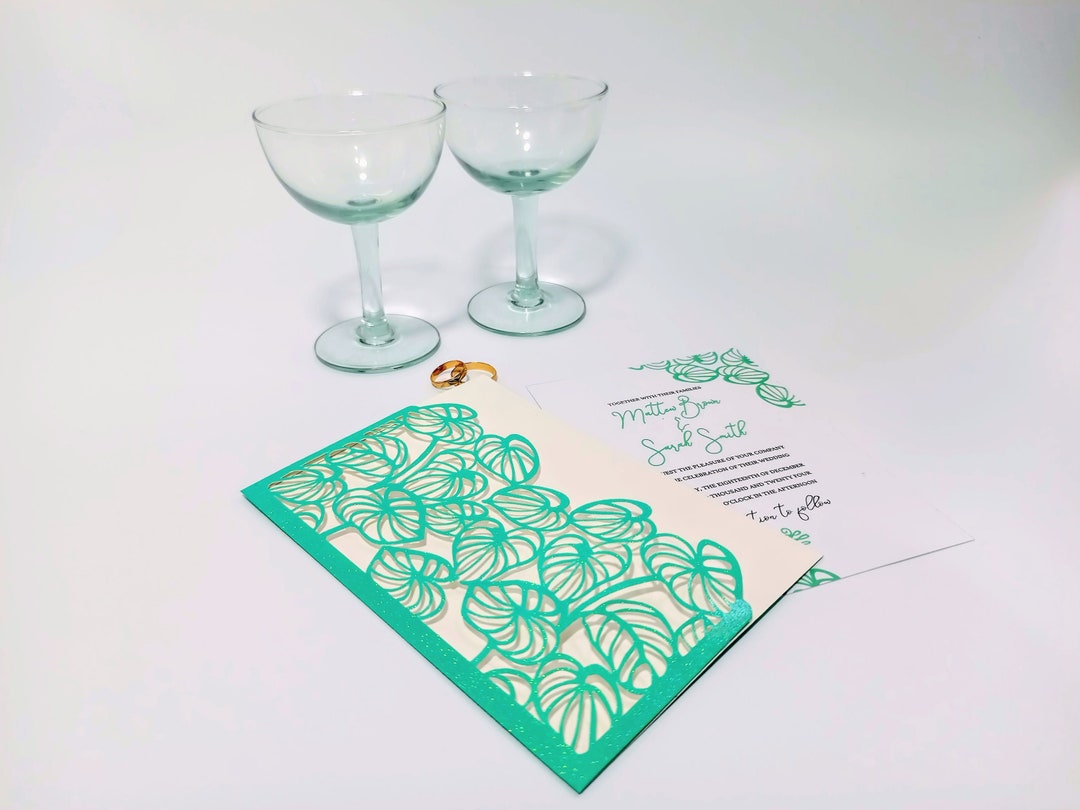 SVG Wedding Pocket Envelope Invitation Template Anthurium Tropical ...