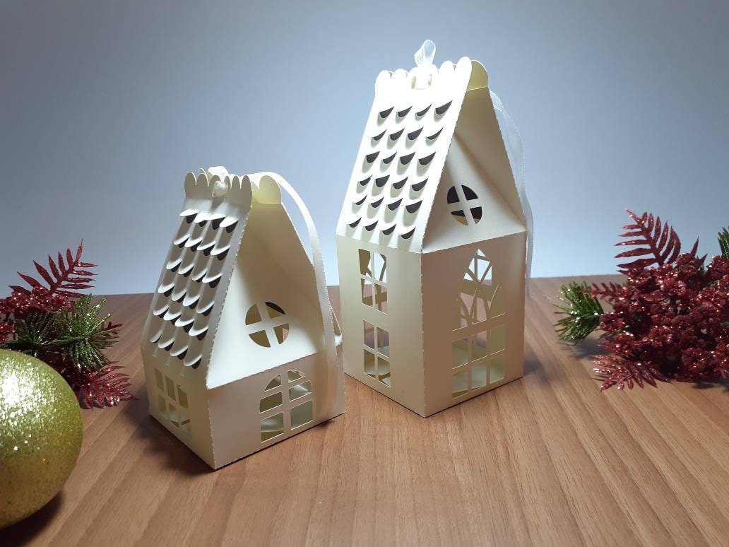 2 SVG Paper House Template Christmas Village Paper House | Etsy