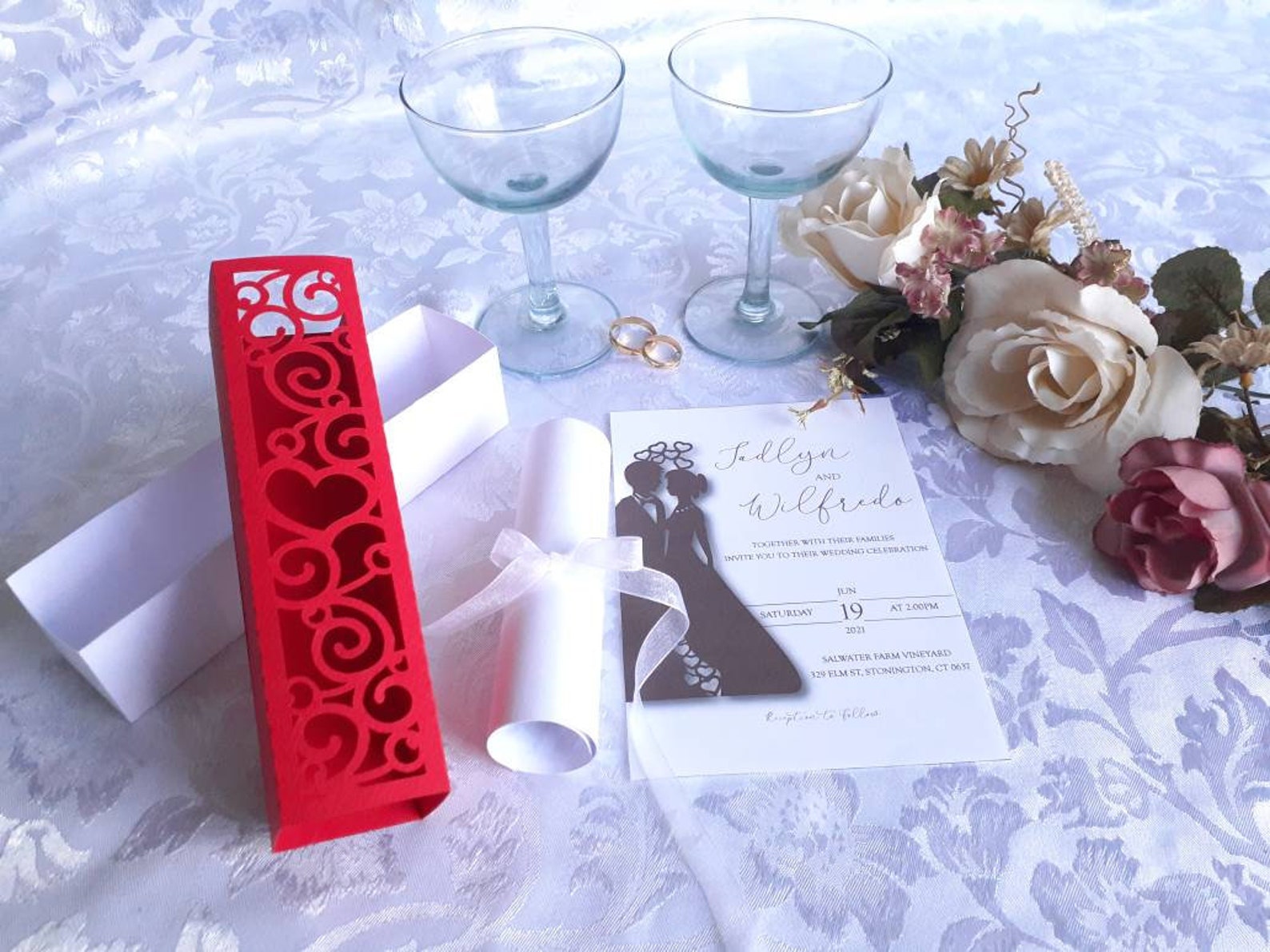 SVG Wedding Invitation Box Swirly Cut File Cricut Template - Etsy