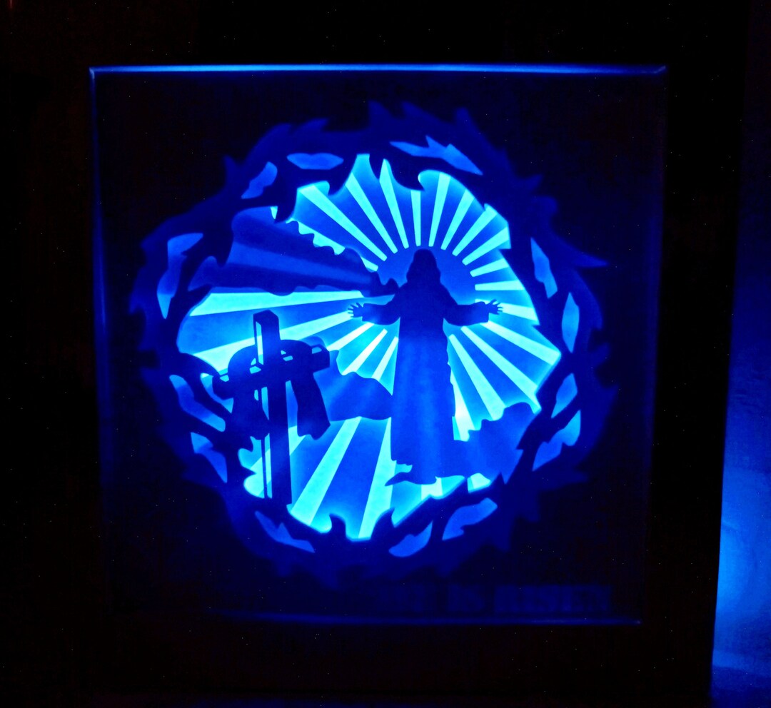 Shadow Box SVG 3D Layered SVG Easter He is Risen Paper Cut Light Box ...