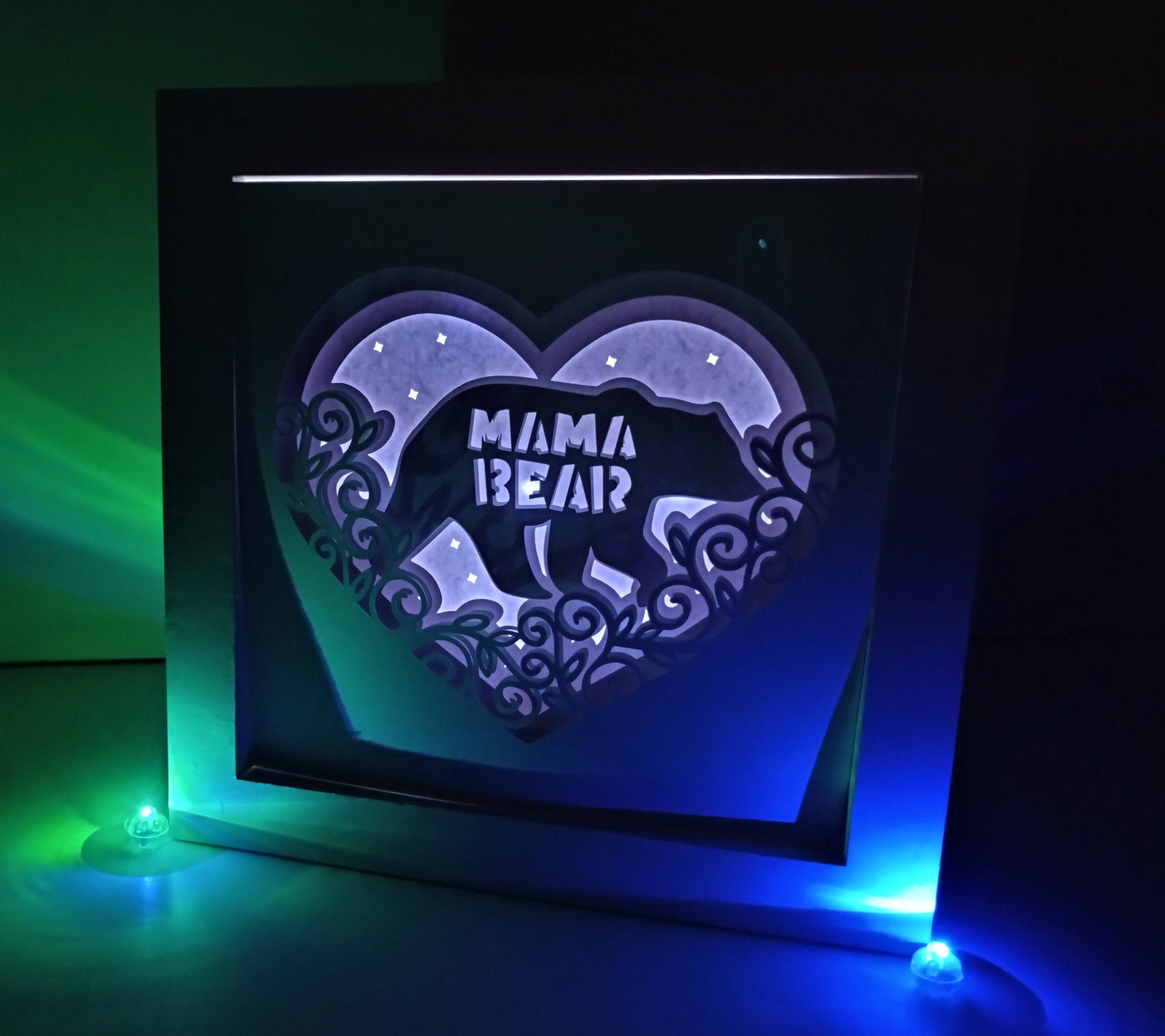 Shadow Box Svg 3D Layered Svg MAMA BEAR Paper Cut Light Box - Etsy