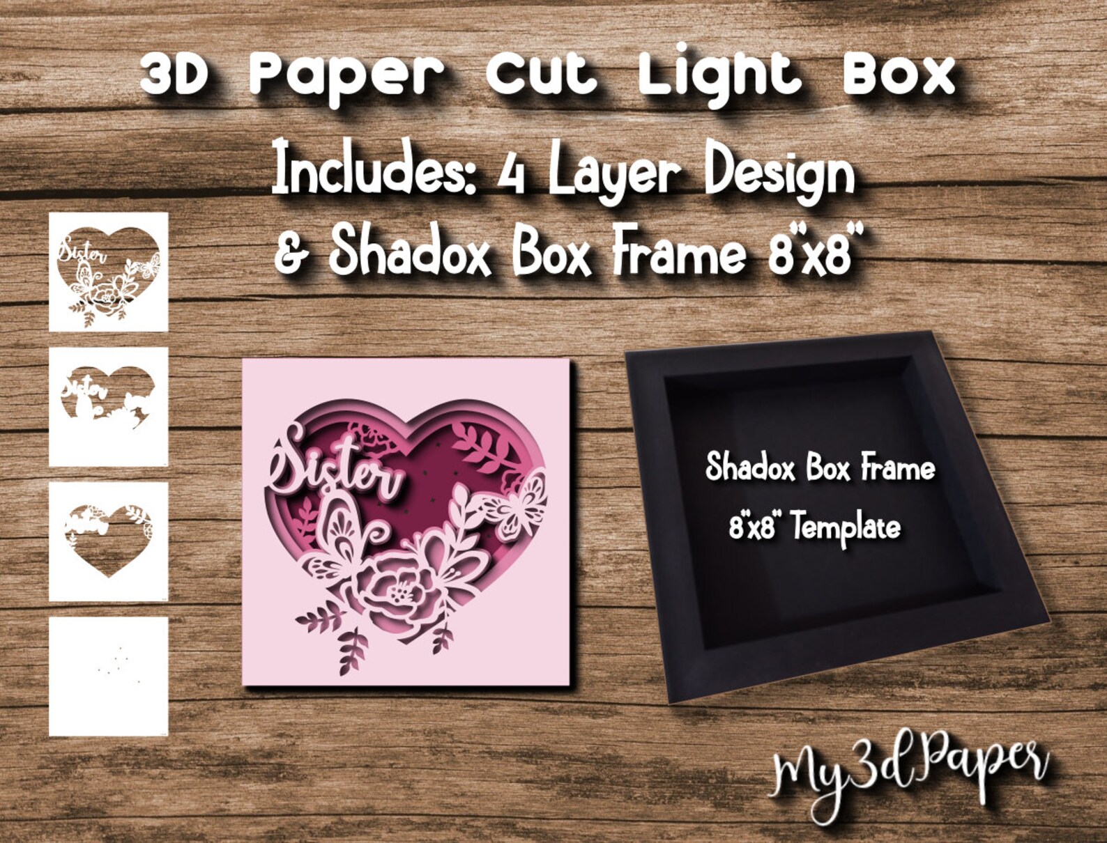 Shadow Box SVG 3D Layered SVG Mothers Day Sister Butterfly - Etsy