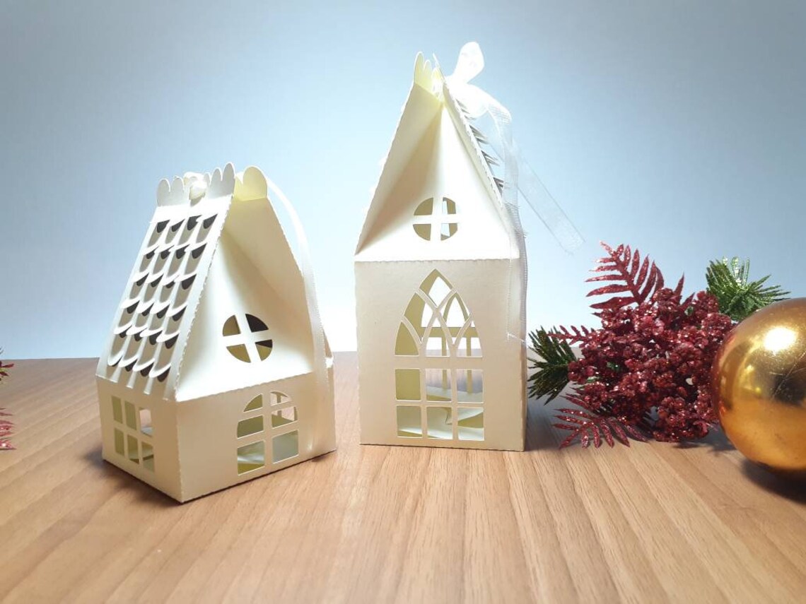 2 SVG Paper House Template Christmas Village Paper House | Etsy