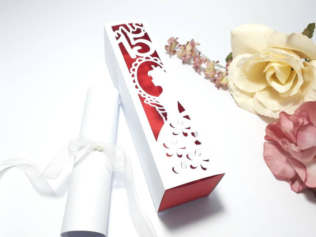 Sweet 15 Invitation Box SVG Template Quinceanera Pop up - Etsy