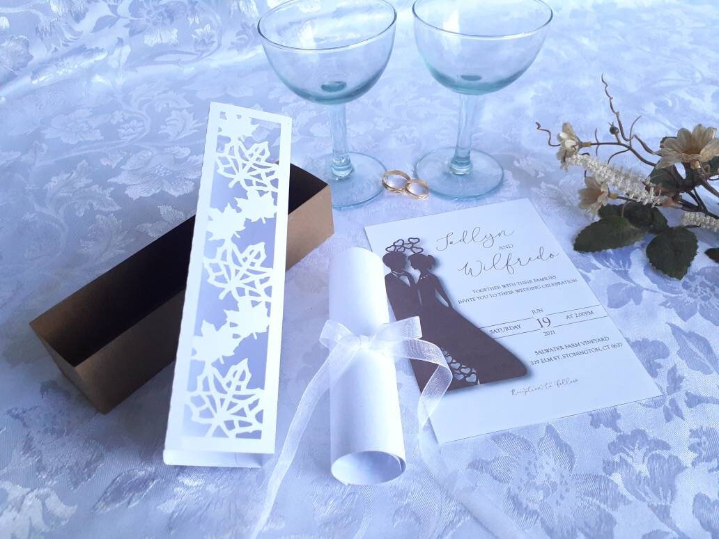 Wedding Invitation Box SVG Wedding Favor Boxes Fall Leaves | Etsy