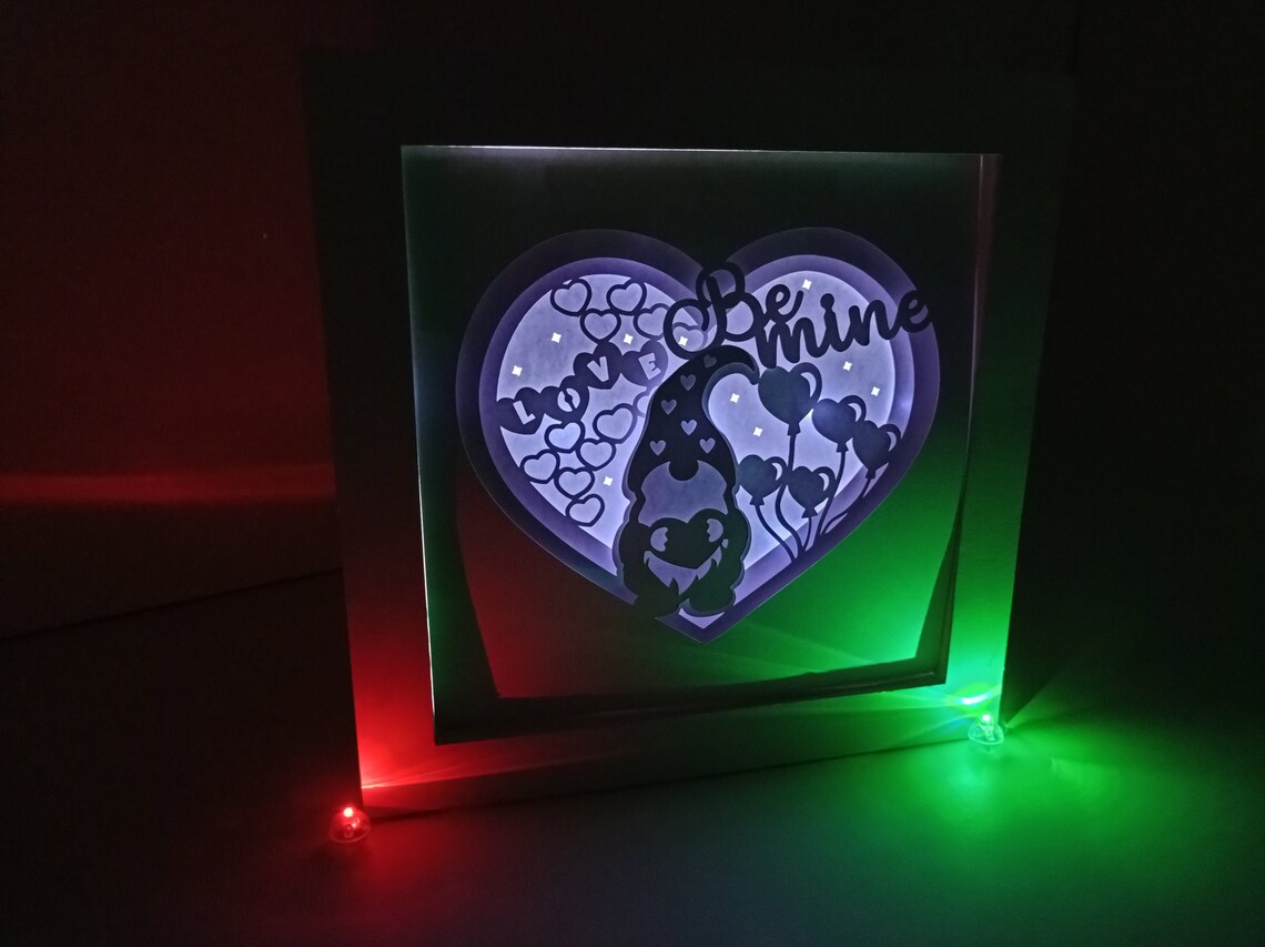 Shadow Box SVG 3D Layered SVG Be Mine Gnome Paper Cut Light | Etsy
