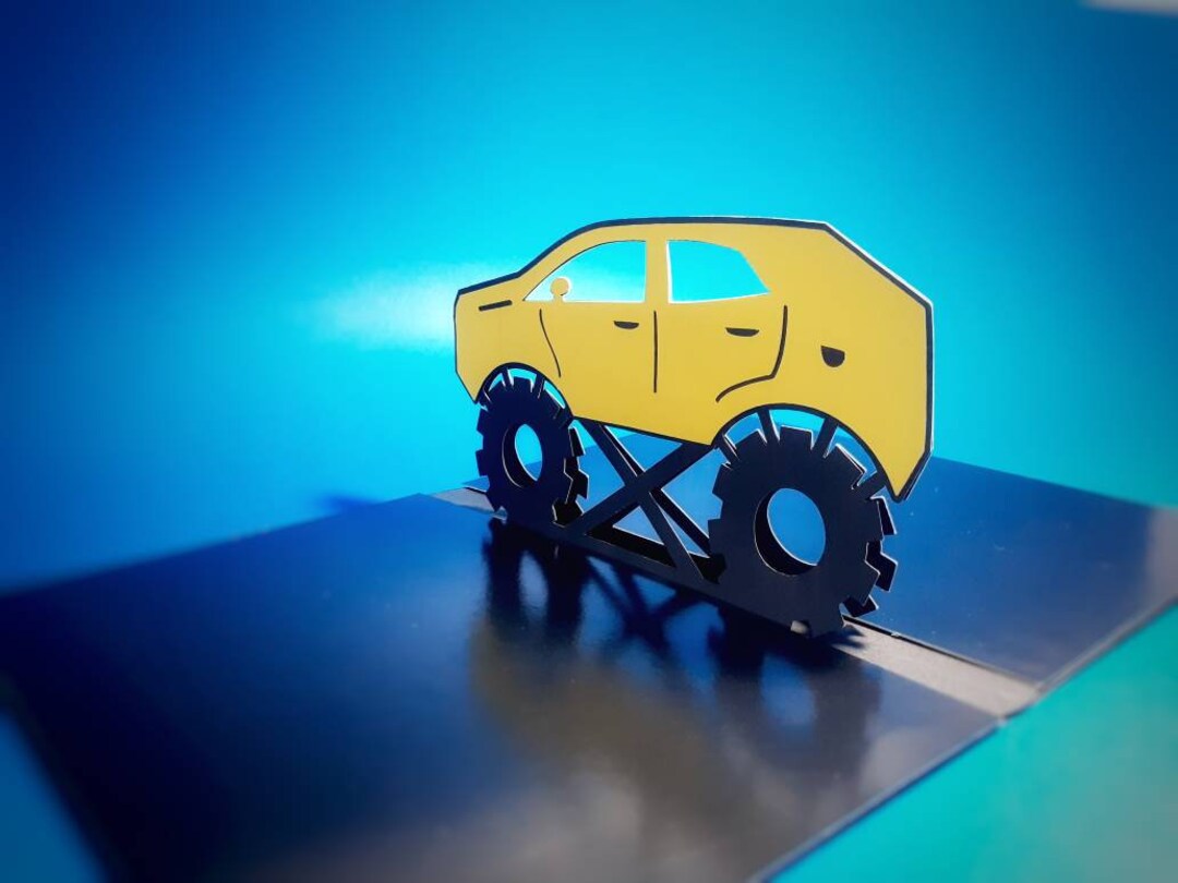 SVG Pop up Monster Truck Fold Card Template Boy Invitations Svg Cut ...